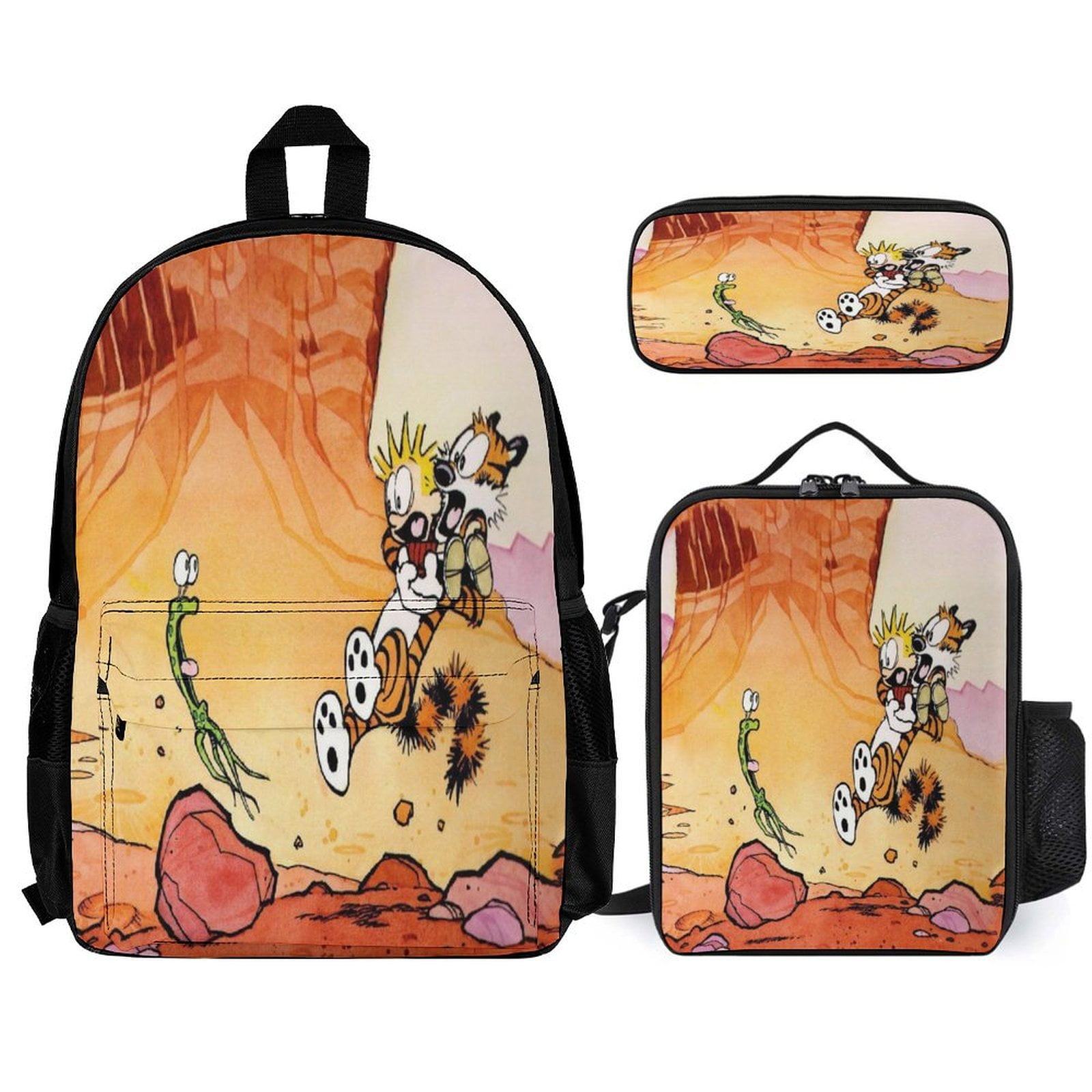 3PCS Calvin And Hobbe Backpack Set With Front Pocket Large Capacity ...