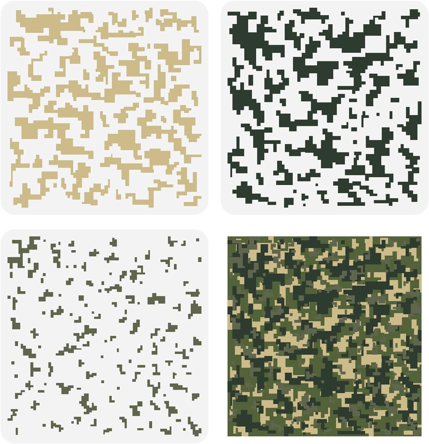 3PCS Camo Stencils 11.8x11.8inch Reusable Painting Templates Camouflage ...