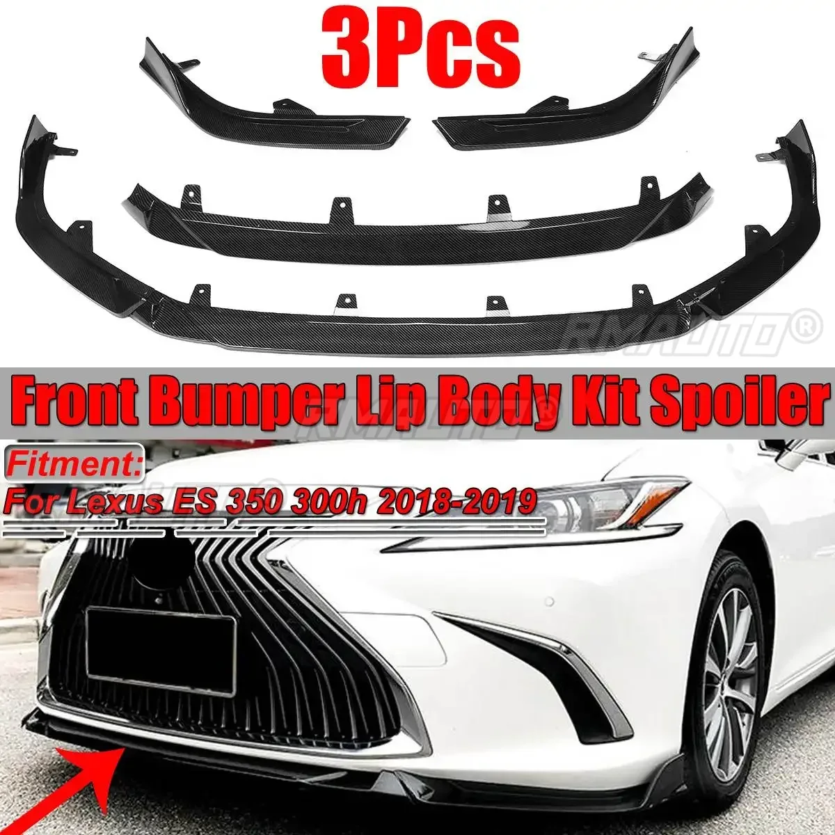3PCS Car Front Bumper Lip Spoiler Lip Diffuser Splitter Lip Deflector ...