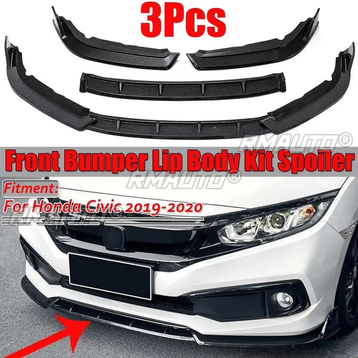3PCS Car Front Bumper Splitter Lip Splitters Diffuser Lip Protector ...