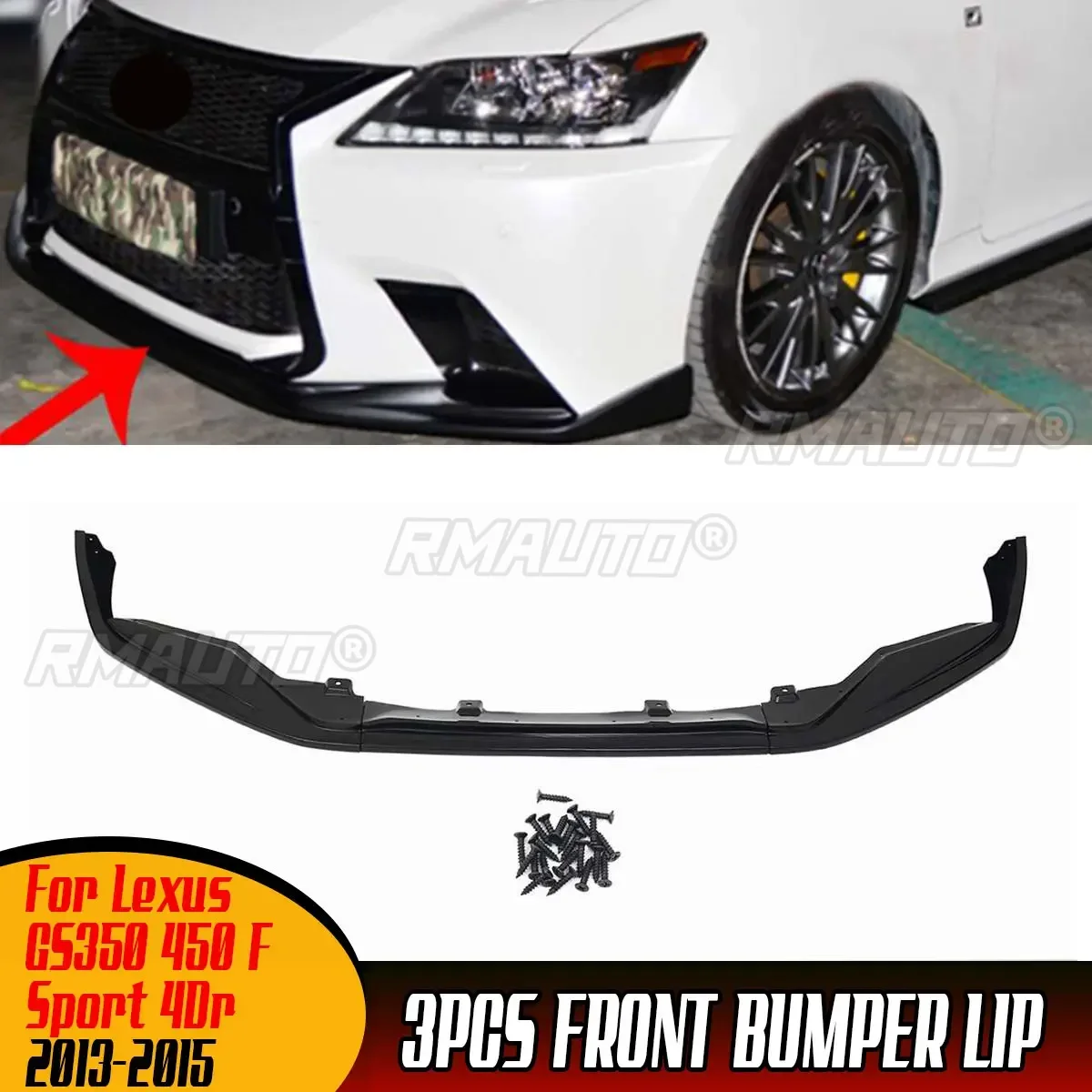 3PCS Car Front Bumper Splitter Lip Spoiler Diffuser Protector Cover ...