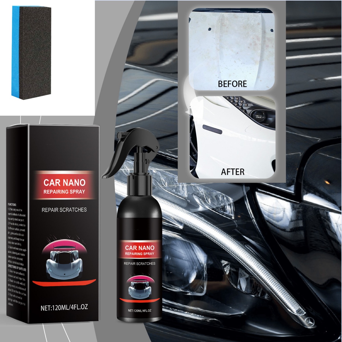 3PCS Car Nano Repairing Spray, Fast Repair Scratches Repairing Polish ...