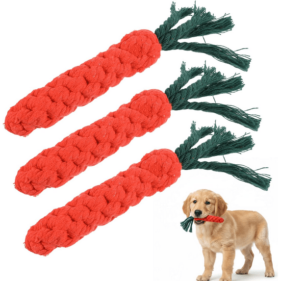 3PCS Carrot Shaped Dog Toys Rope Chew Toys for Teething, Chew Toy for ...