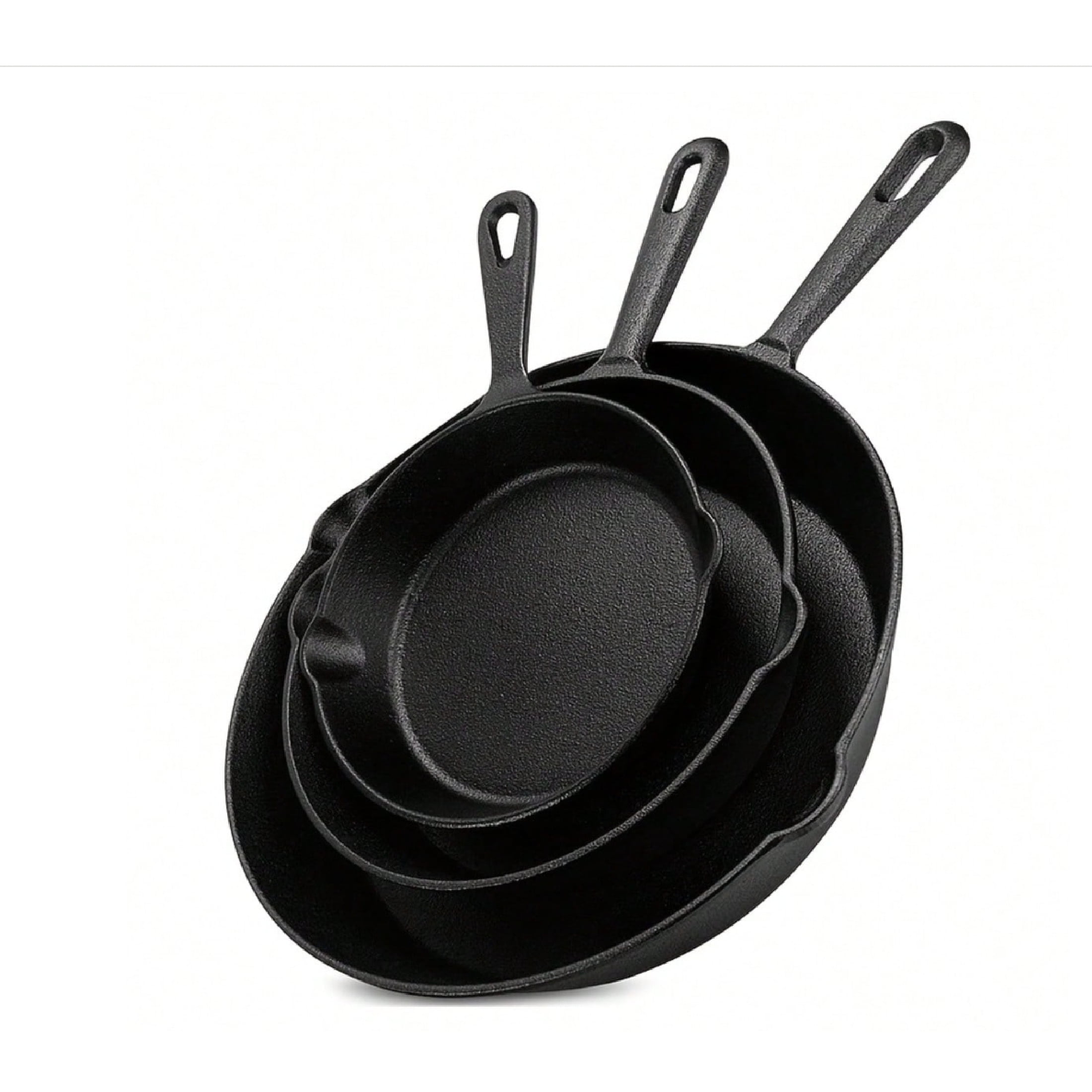 3PCS Cast Iron Skillet 3-Piece Set - Heavy-Duty Professional Restaurant ...
