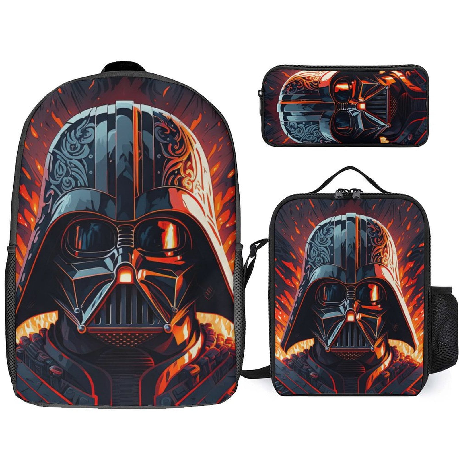 3PCS Casual Darth Vader Backpack Set Bookbag+Pencil Case+Lunch Bag ...
