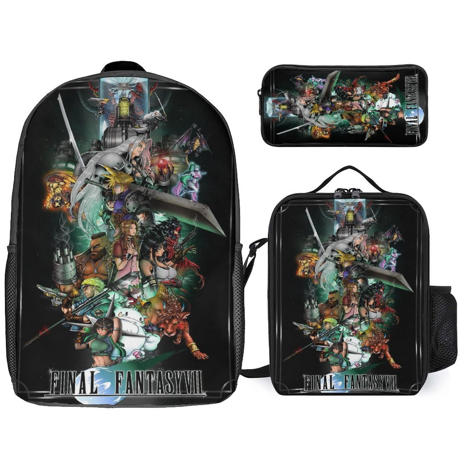 3PCS Casual Final Fantasy Backpack Set Bookbag+Pencil Case+Lunch Bag ...
