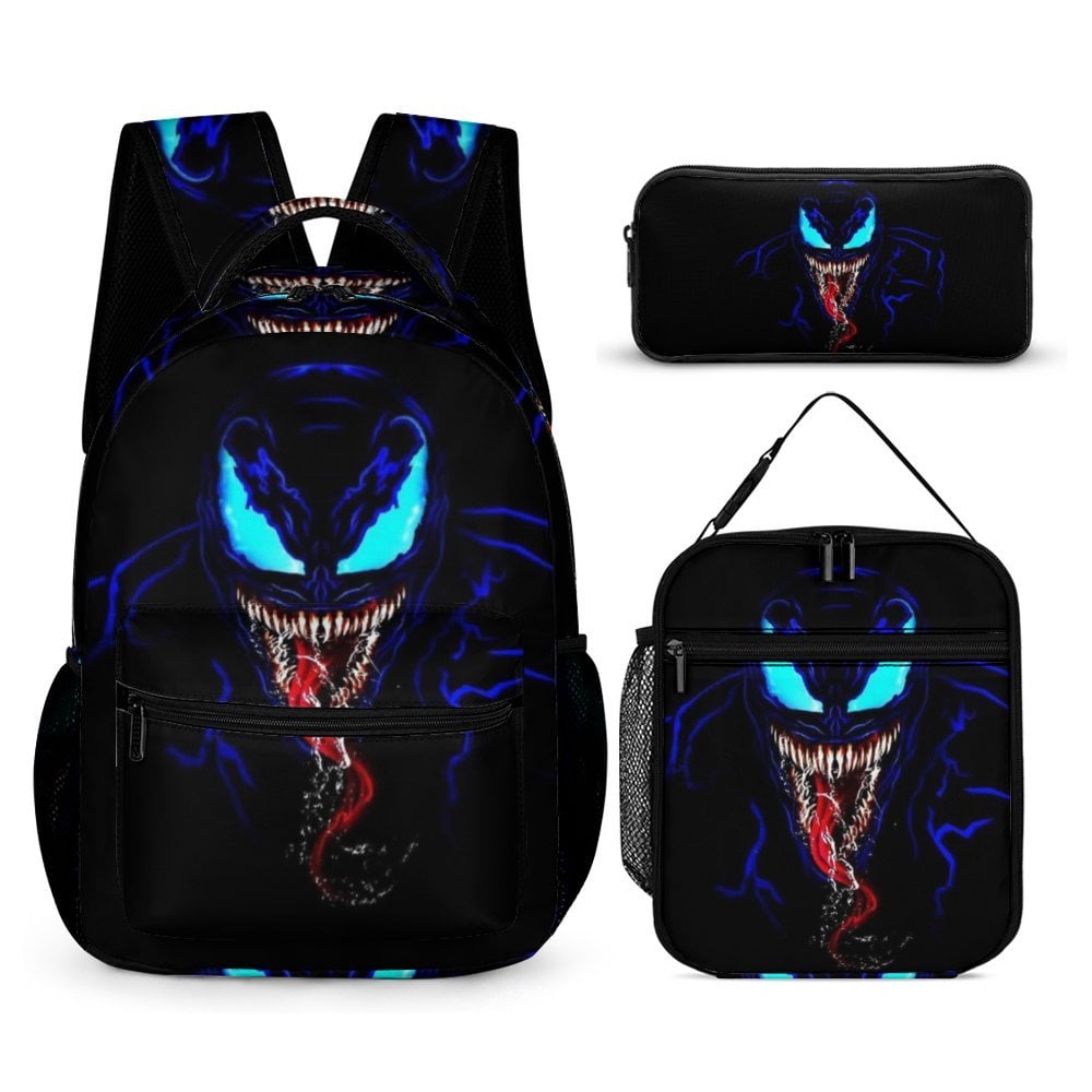 3PCS Casual Venom Backpack Set Bookbag+Pencil Case+Lunch Bag ...