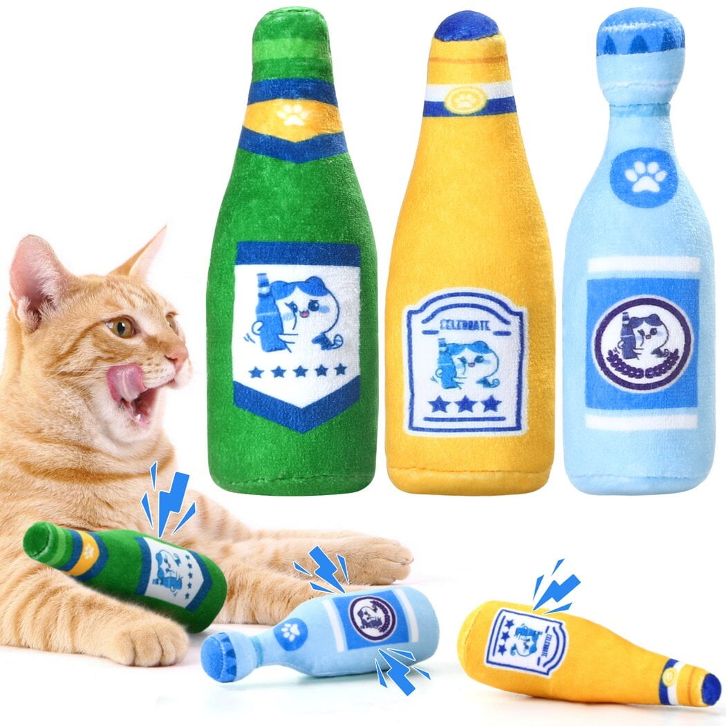 3PCS Cat Catnip Crinkle Toys for Indoor Kitten, Interactive Cat Kicker ...