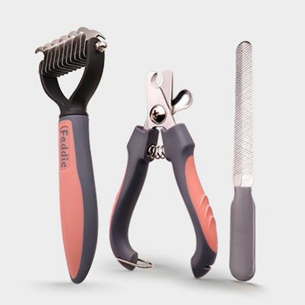 3PCS Cat Dog Grooming Kit, Pet Grooming Comb ,Nail Clipper and File Set ...