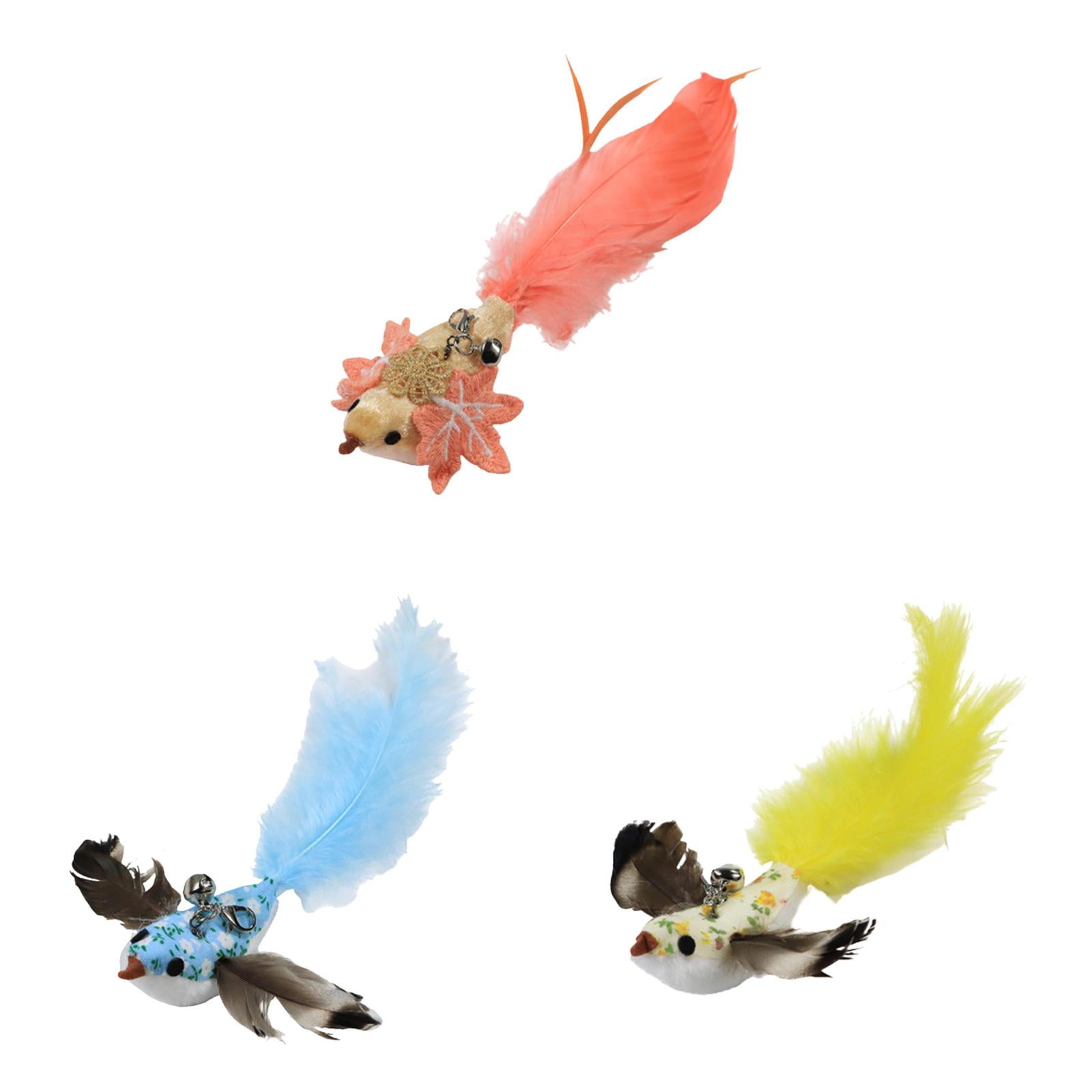 3PCS Cat Feather Toys Refill, 5 PCS Interactive Bird Wand Attachments ...