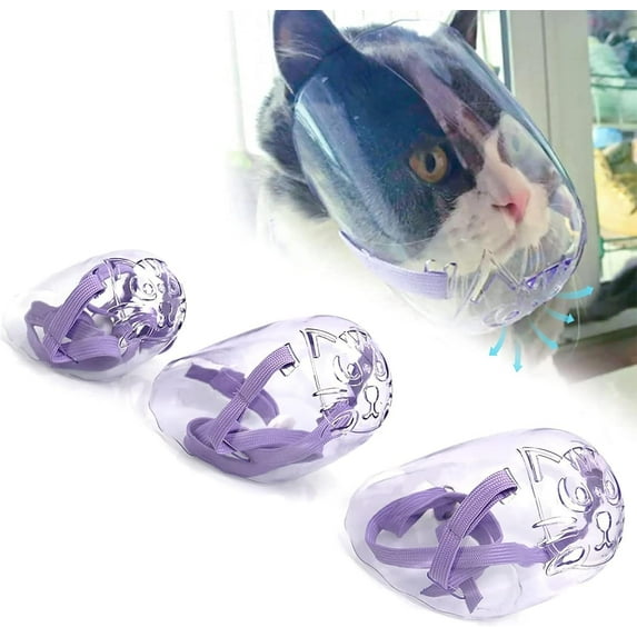 3PCS Cat Muzzle Set Transparent Muzzle Breathable Cat Hood from Biting ...