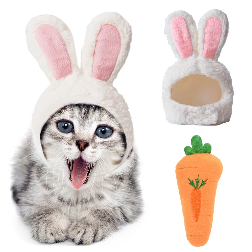 Walmart Presents: 3PCS Cat Rabbit Hat Set, Plush Carrot Catnip Toy, Pet ...