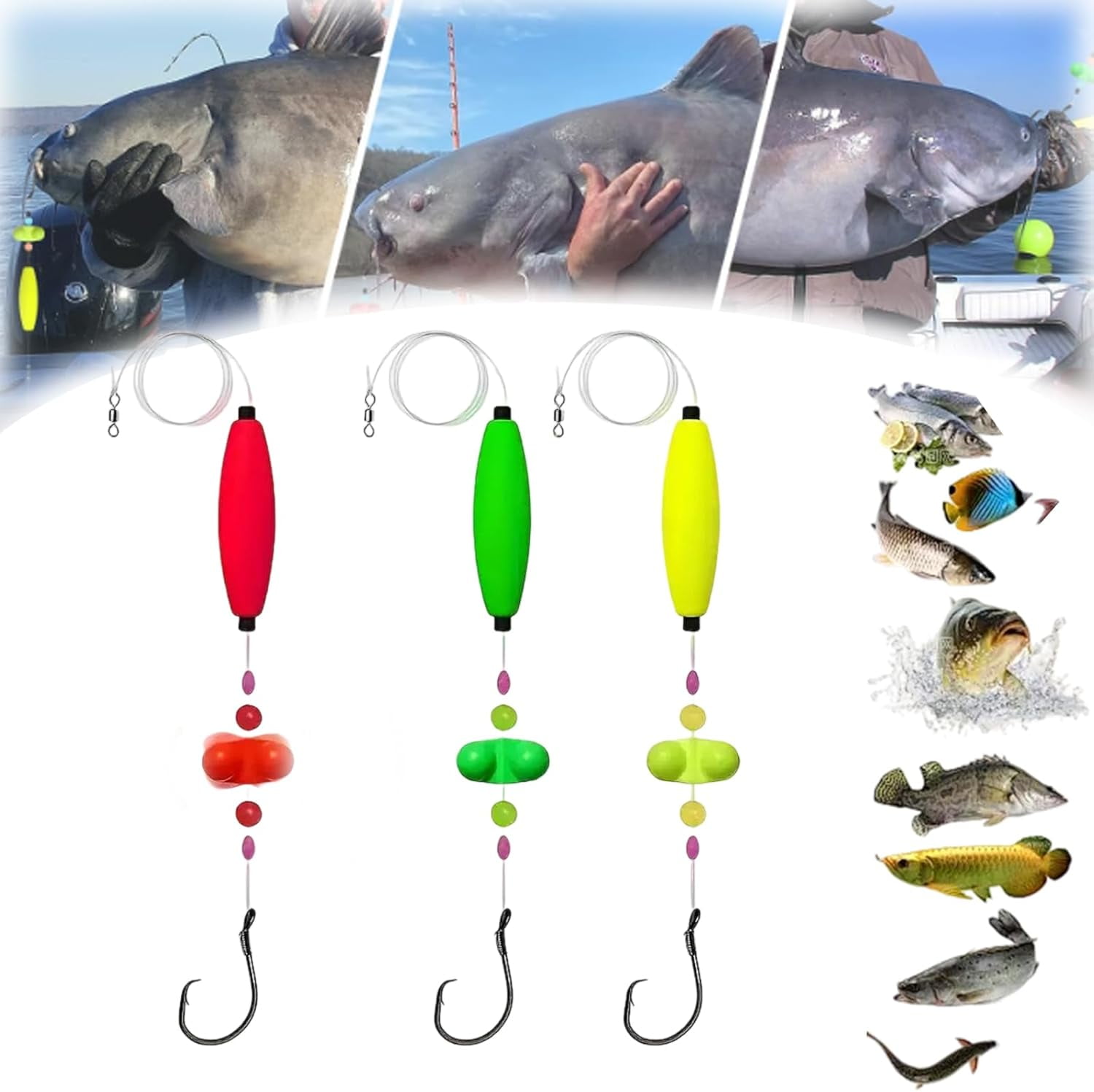 3PCS Catfish Float Fishing Set, Catfish Rigs for Bottom Fishing, Float Rigs Catfishing Tackle ...