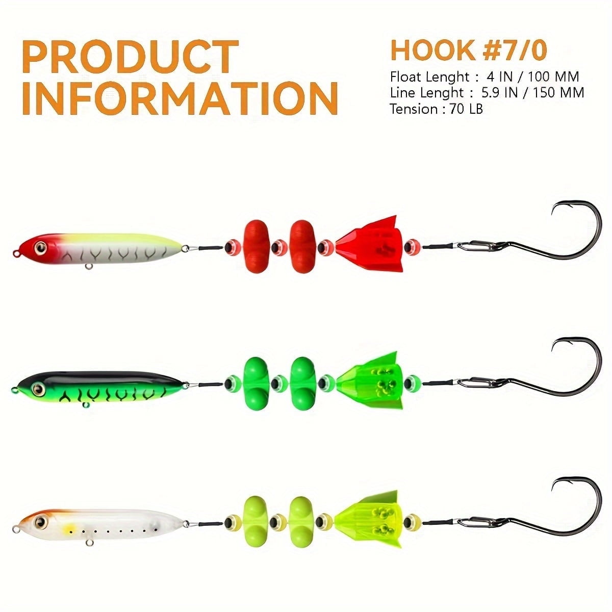 3PCS Catfish rig Catfish Floats BIQIANWO Dragging Rattler Rig, Chunky ...