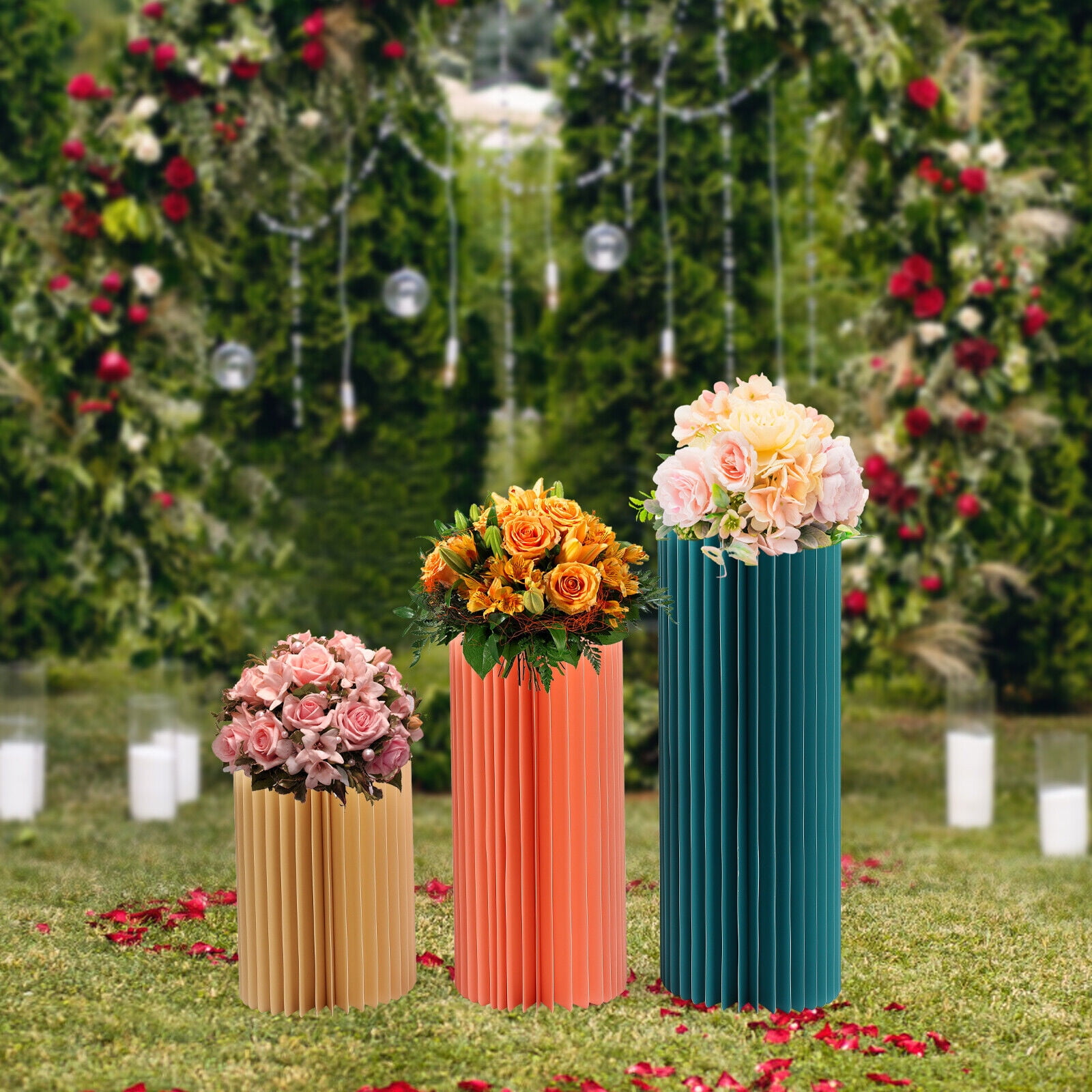 3PCS Centerpieces Flower Stand Column Floral Cardboard Vase Display ...