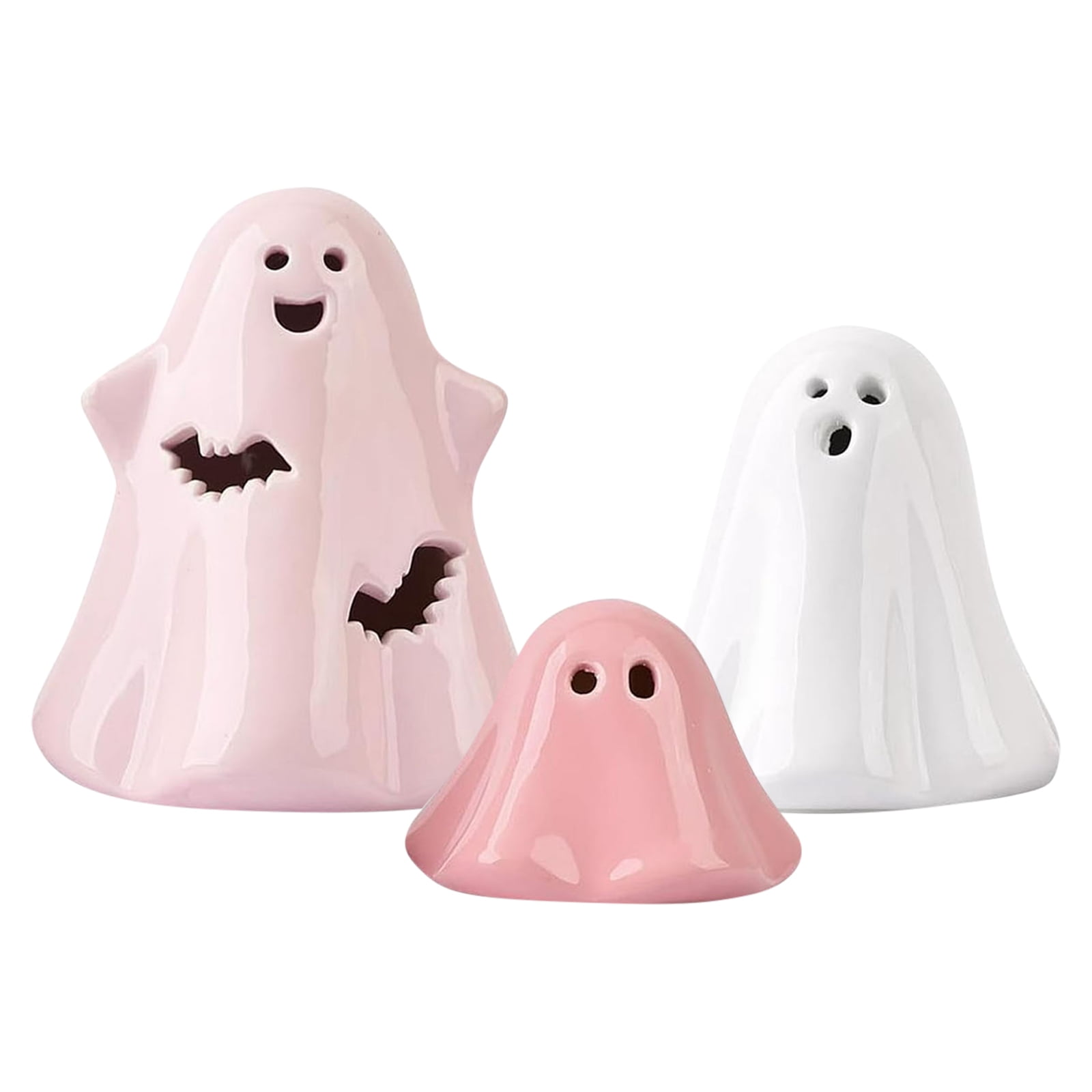 3PCS Ceramic Ghost Light Up Decor, Cute Ghost Halloween Decorations ...