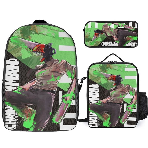 3PCS Chainsaw Orange Men Backpack Set Large Capacity Bookpacks With ...