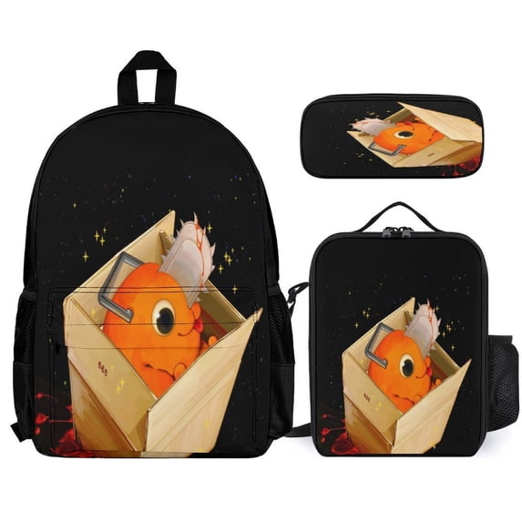 3PCS Chainsaw Orange Men Backpack Set With Front Pocket Large Capacity ...