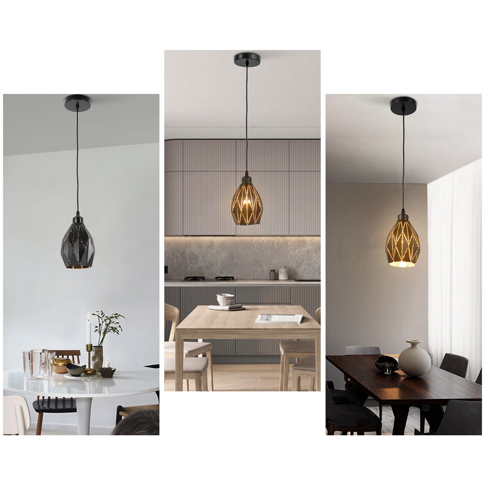 3PCS Chandelier Crystal Pendant Light,Dining Table Pendant Light ...