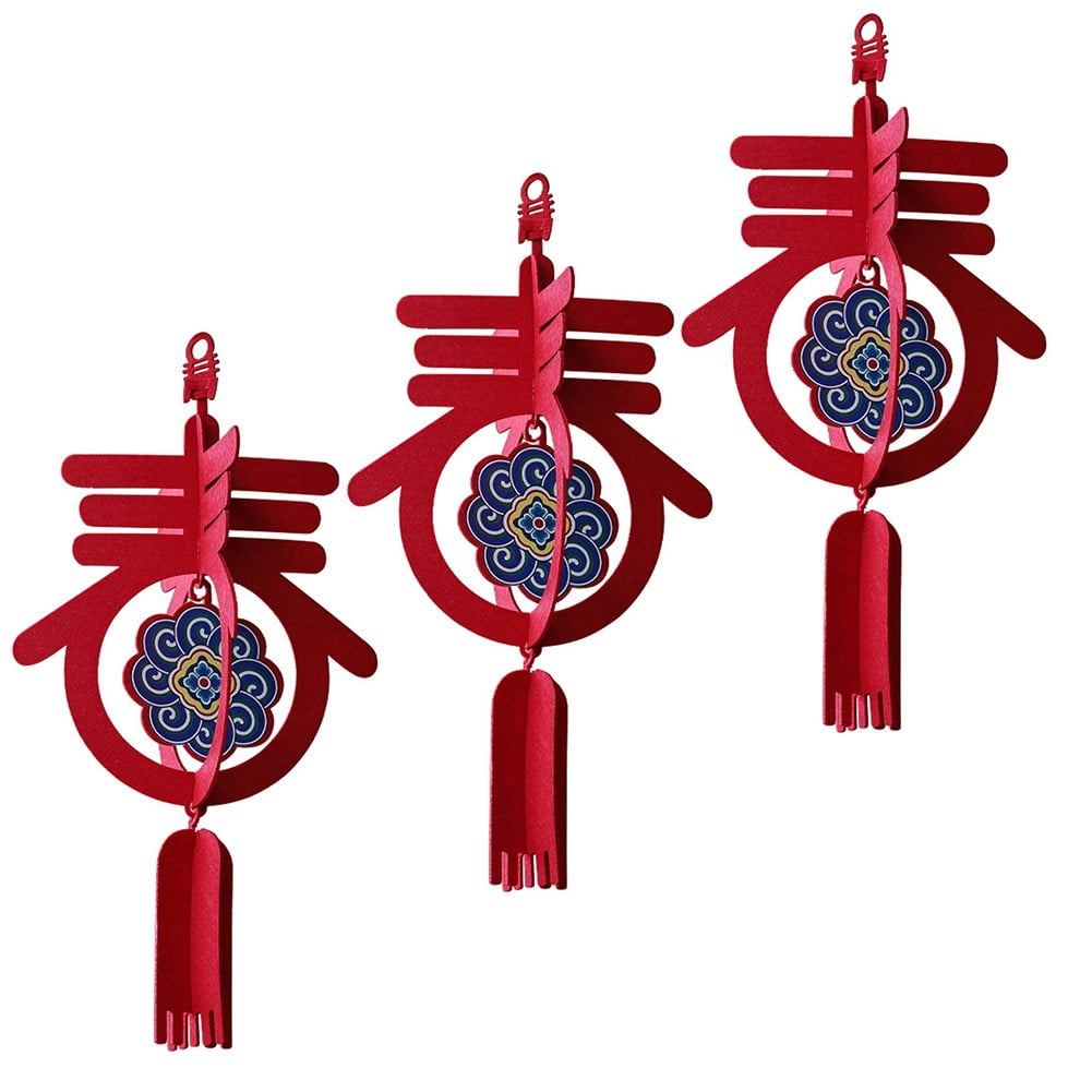 3PCS Chinese New Year Lantern Pendants Spring Festival Decorations Red ...