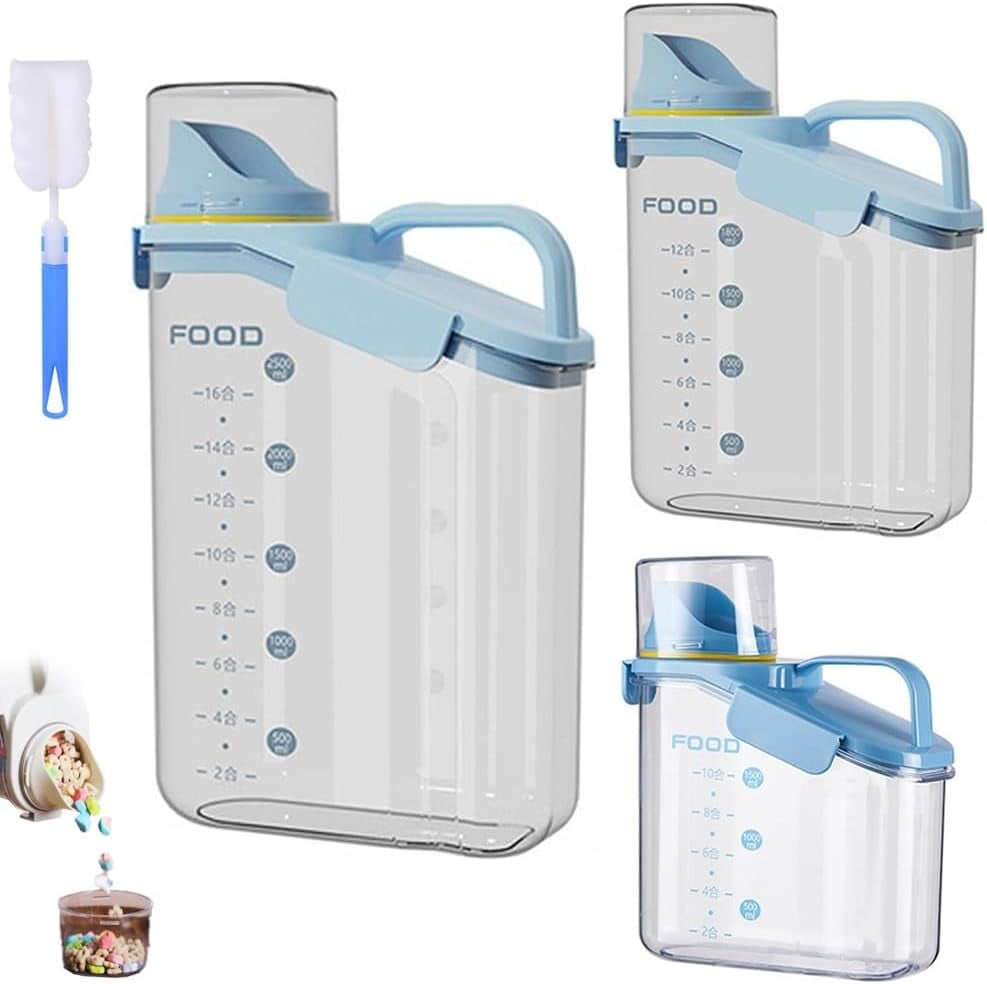 3PCS Clear Airtight Food Storage Containers, Plastic Cereal Container ...