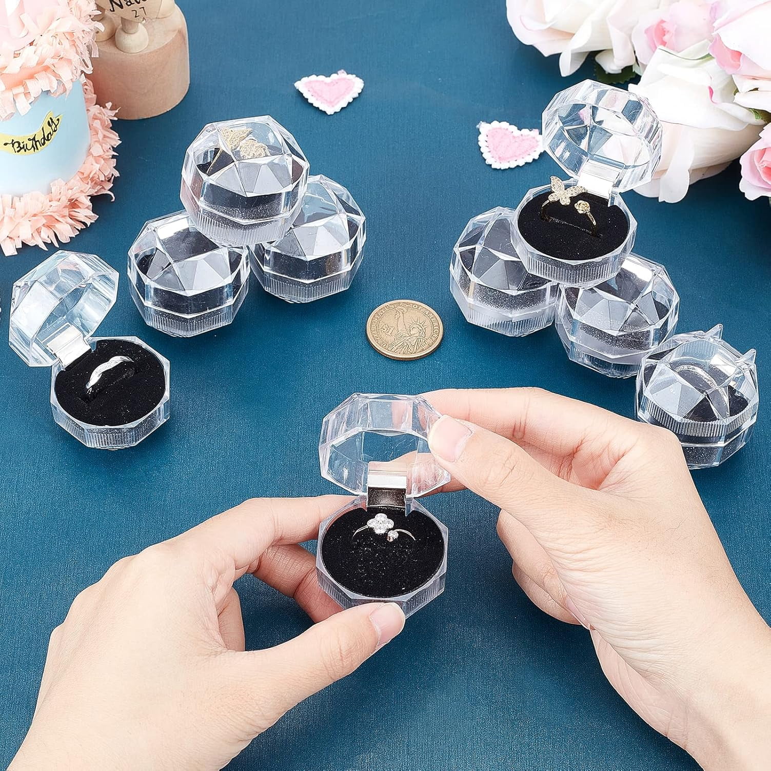 3PCS Clear Plastic Ring Boxes, Crystal Earrings Jewelry Storage Boxes ...