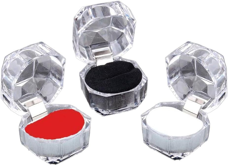 3PCS Clear Plastic Ring Boxes, Crystal Earrings Jewelry Storage Boxes ...