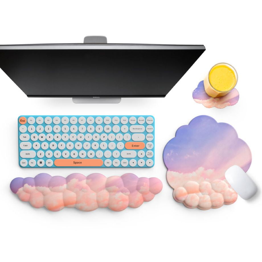 3PCS Cloud Keyboard Wrist Rest Set, Ergonomic Anti-Slip Computer Palm ...
