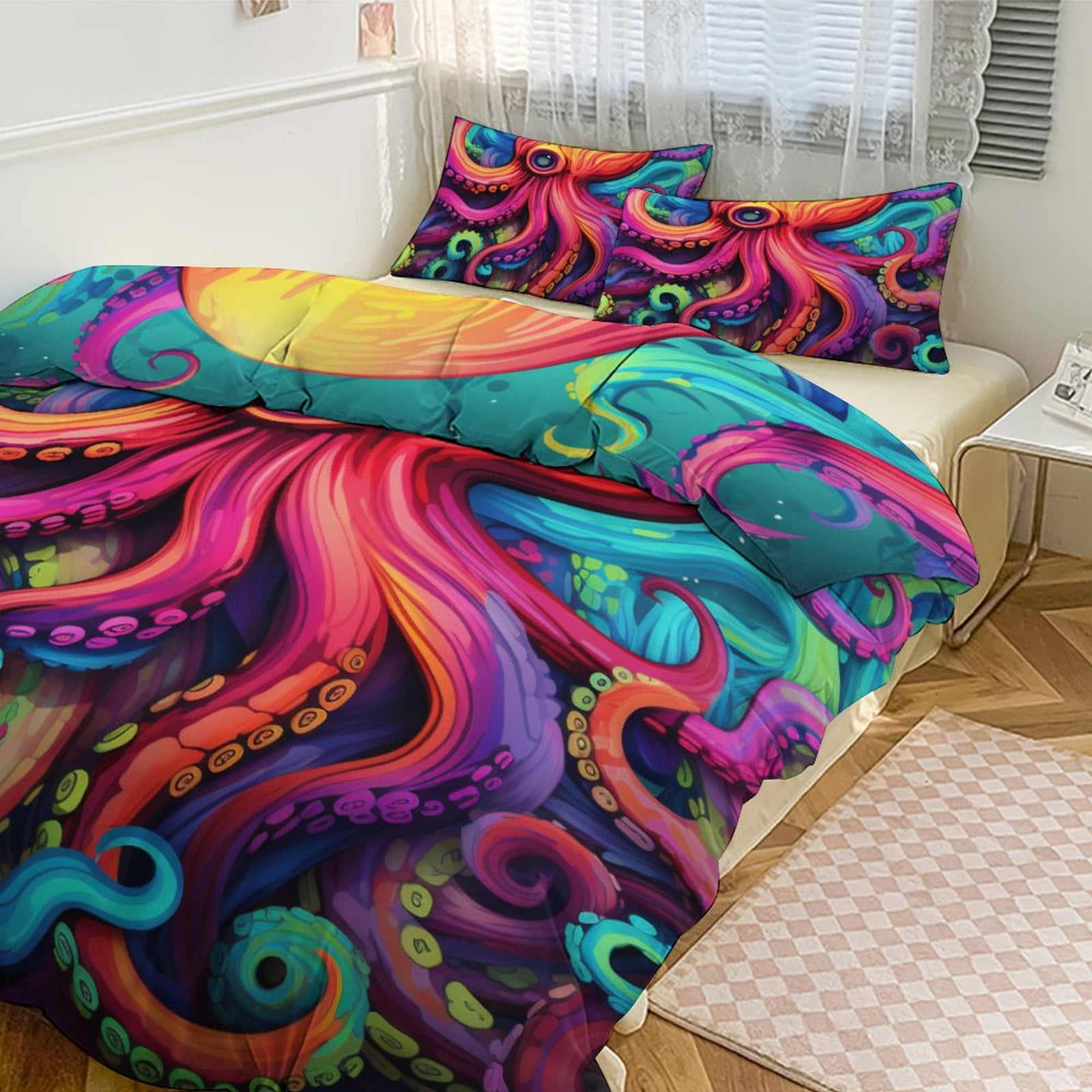 3PCS Colorful Octopus Duvet Cover Set Twin, 1 Duvet Cover And 2 ...