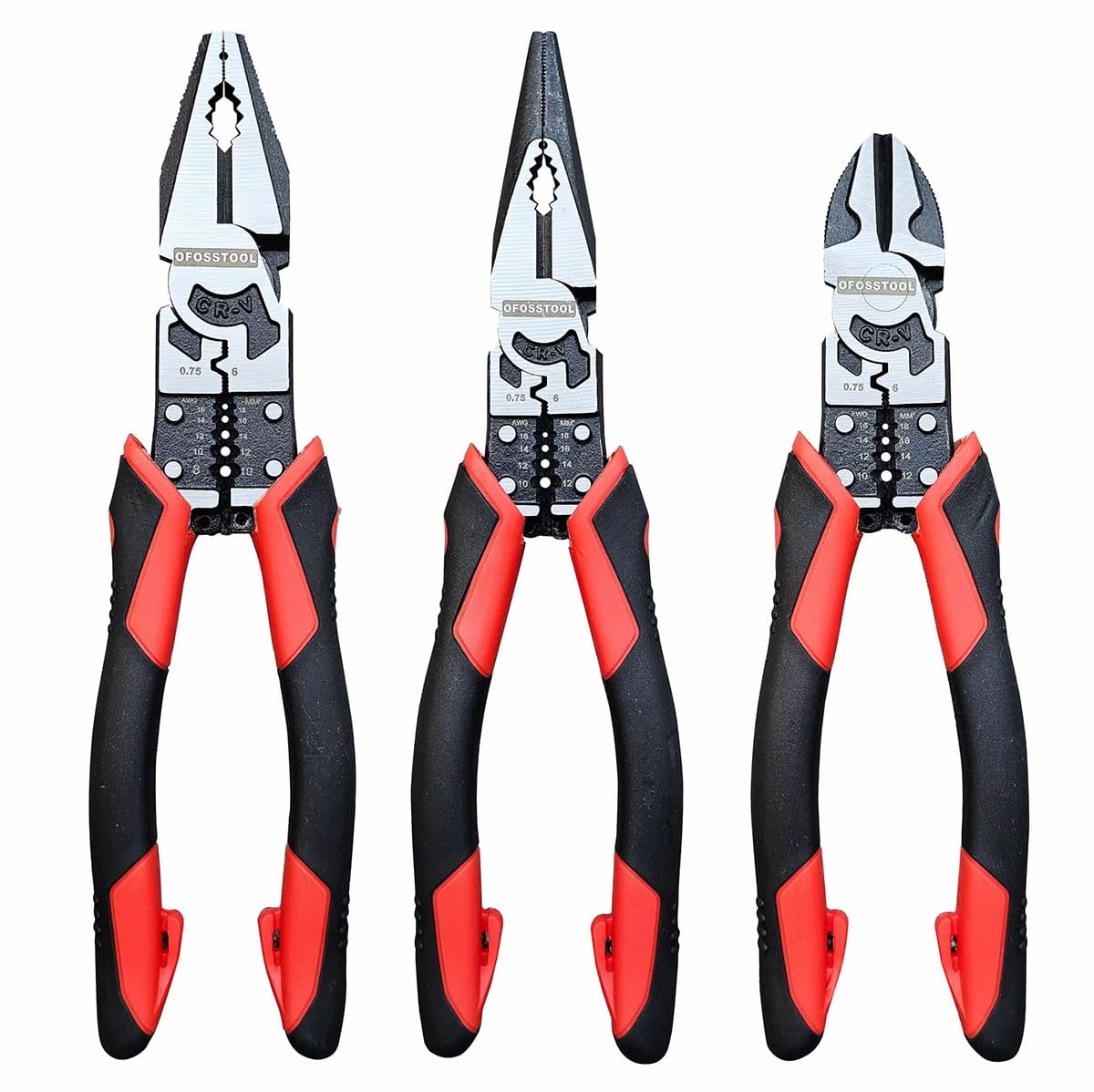 3PCS Combination Pliers Set, 9 In 1 Multifunction Electrician Tool, 8.5 ...