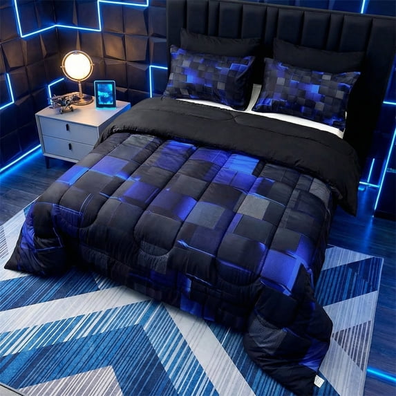 3PCS Comforter Set includes 1 comforter & 2 pillowcases, Digital Print ...