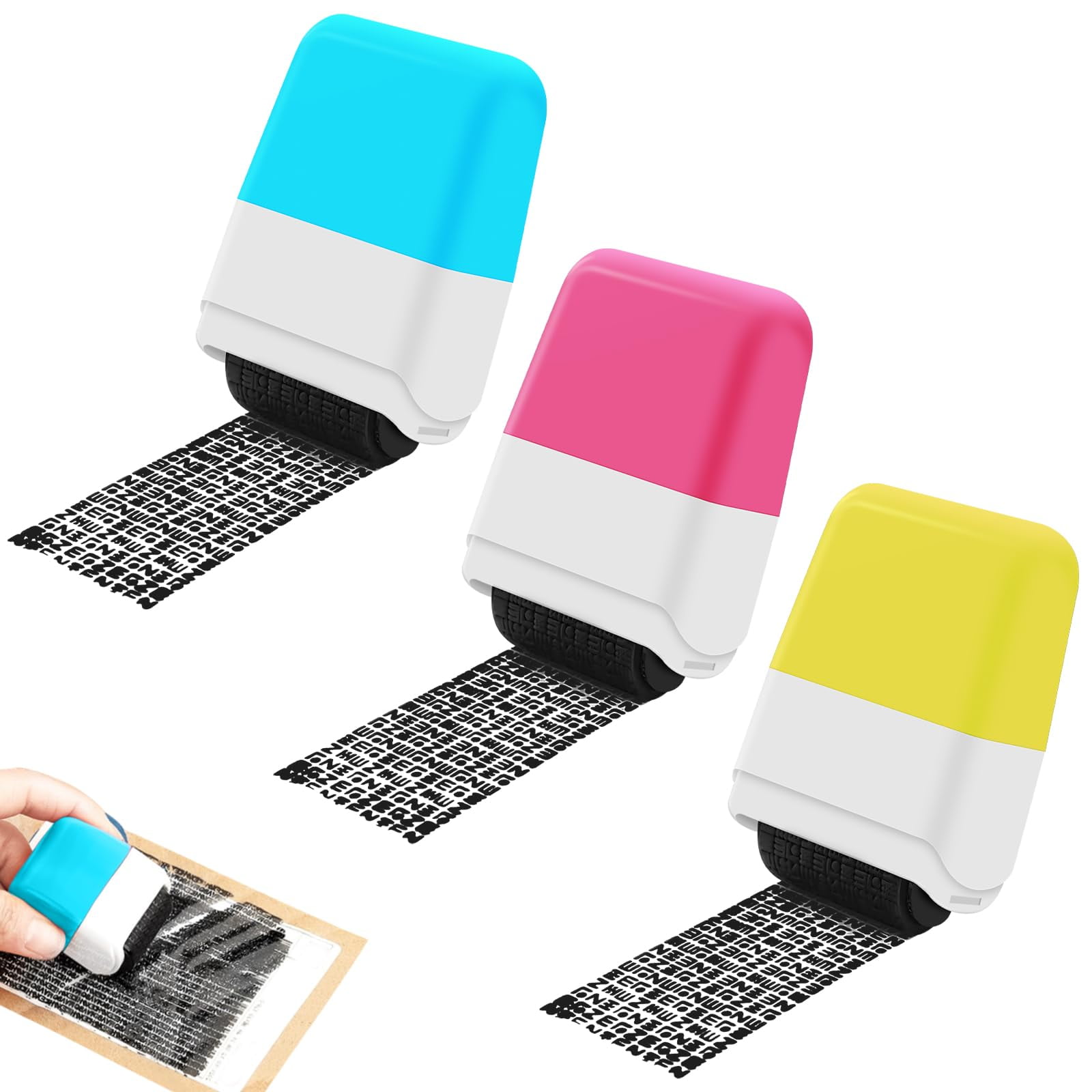 3PCS Confidential Stamp - Identity Theft Protection Roller Stamp Guard Your Id Address Blocker ...