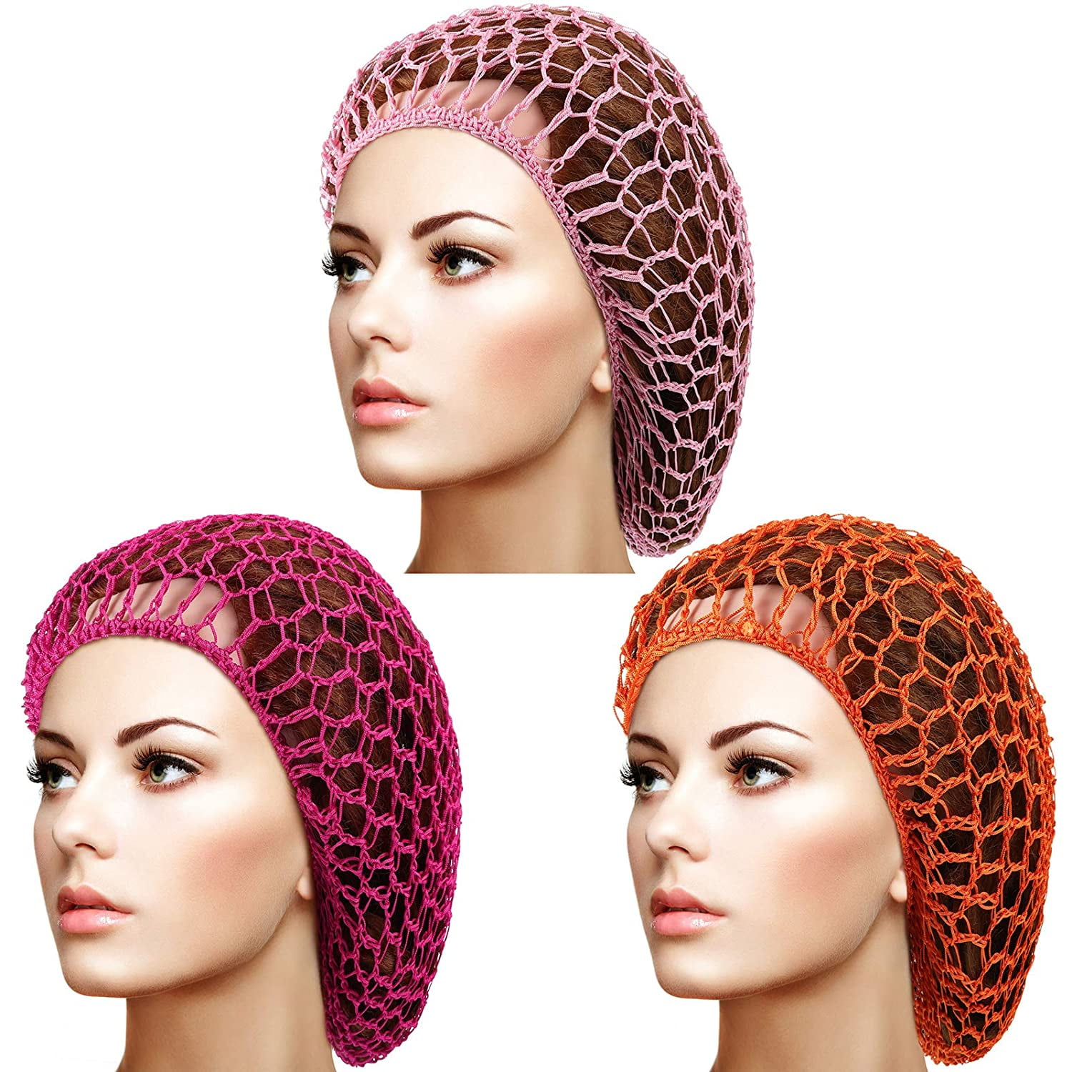 3PCS Crochet Hair Net Head Cover - Hair Wraps for Women Sleeping Hair ...