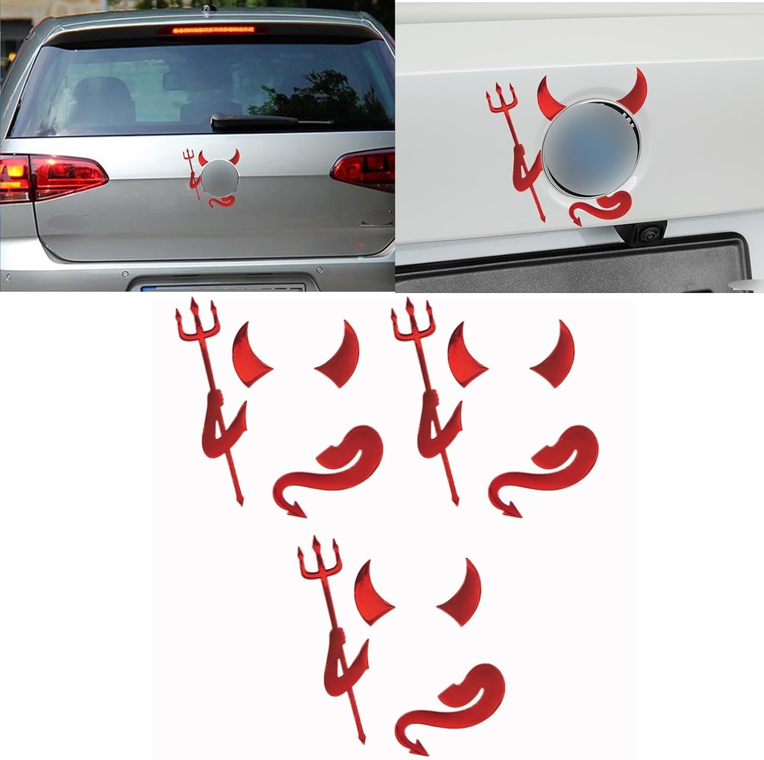 3PCS Cute 3D PVC Devil Style Demon Sticker, Auto Car Emblem Decal ...