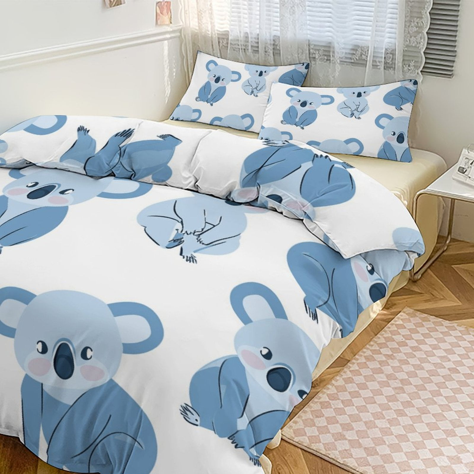 3PCS Cute Koala Duvet Cover Set Twin, 1 Duvet Cover And 2 Pillowcase ...
