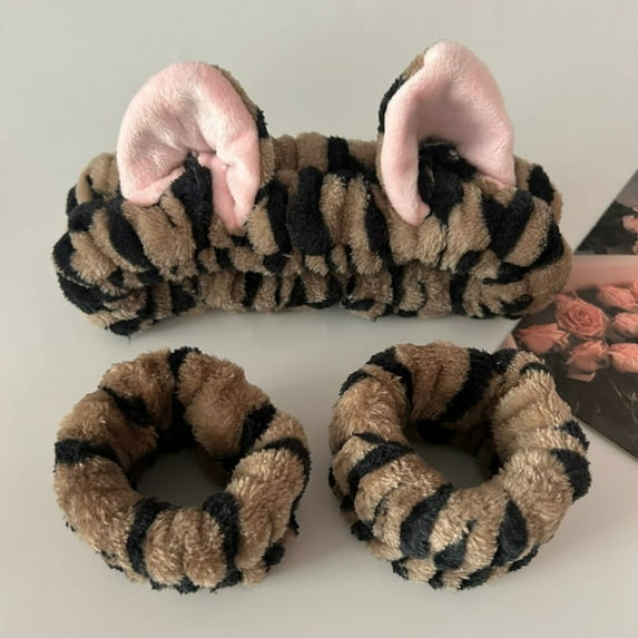 3PCS Cute Spa Headband and Wristband Set for Women Kawaii Cat Ear ...