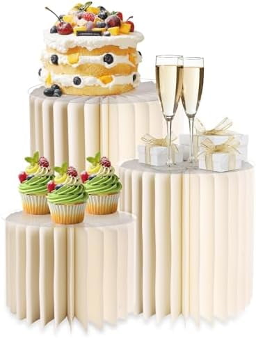 3PCS Cylinder Pedestal Stands for Party with Acrylic Disc, Round Table ...