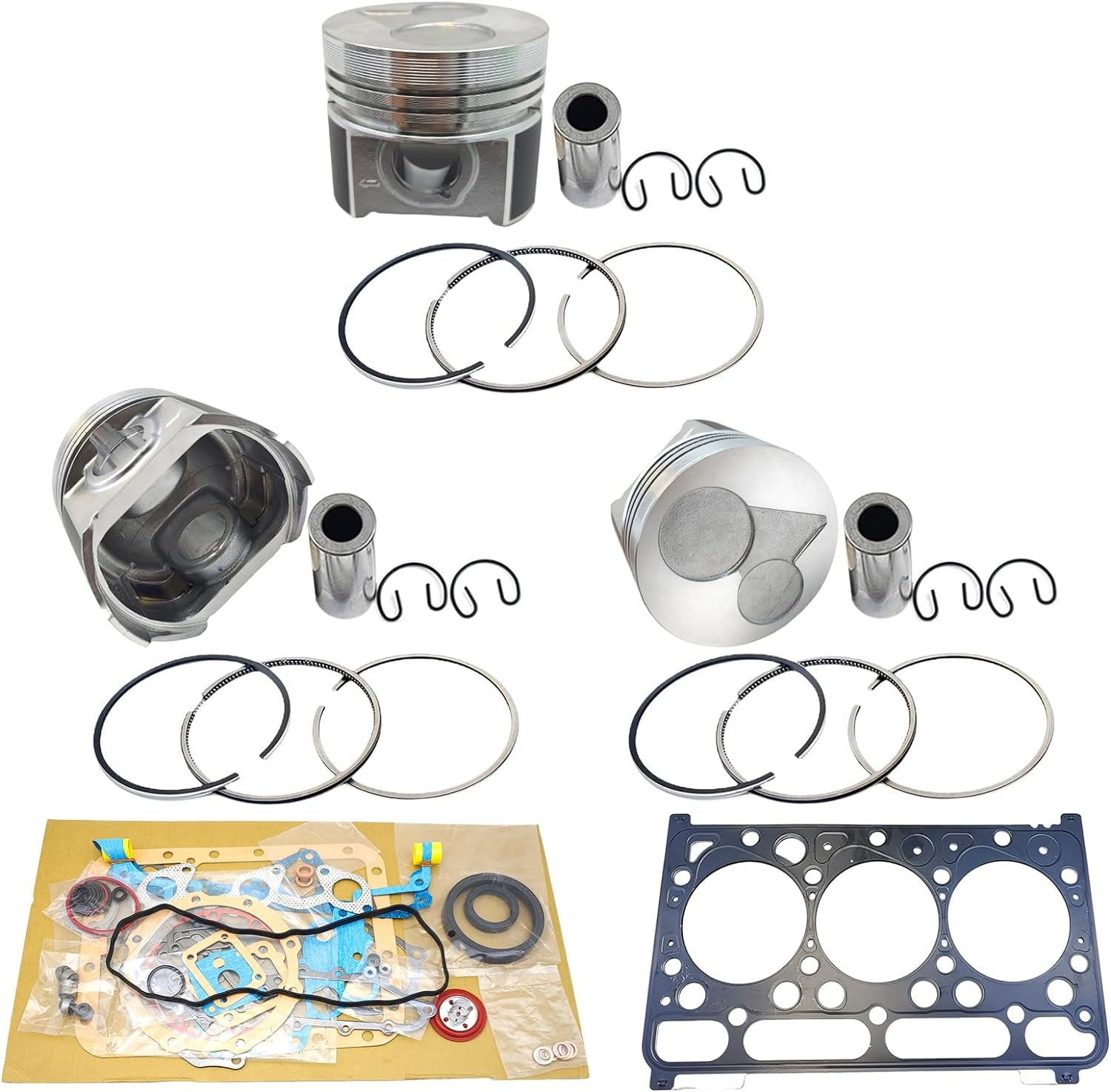 3PCS D1803 Piston+Piston Rings With D1803 Full Gasket Kit for Kubota ...