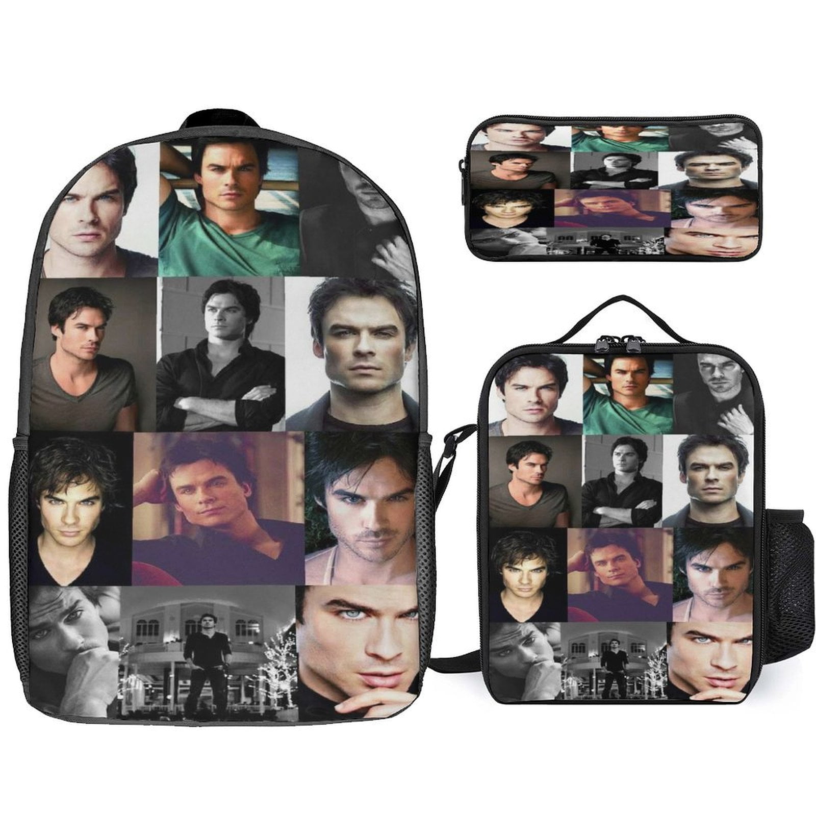 3PCS Damon Salvatore Backpack Set Backpack with Lunch Bag Pen Bag ...