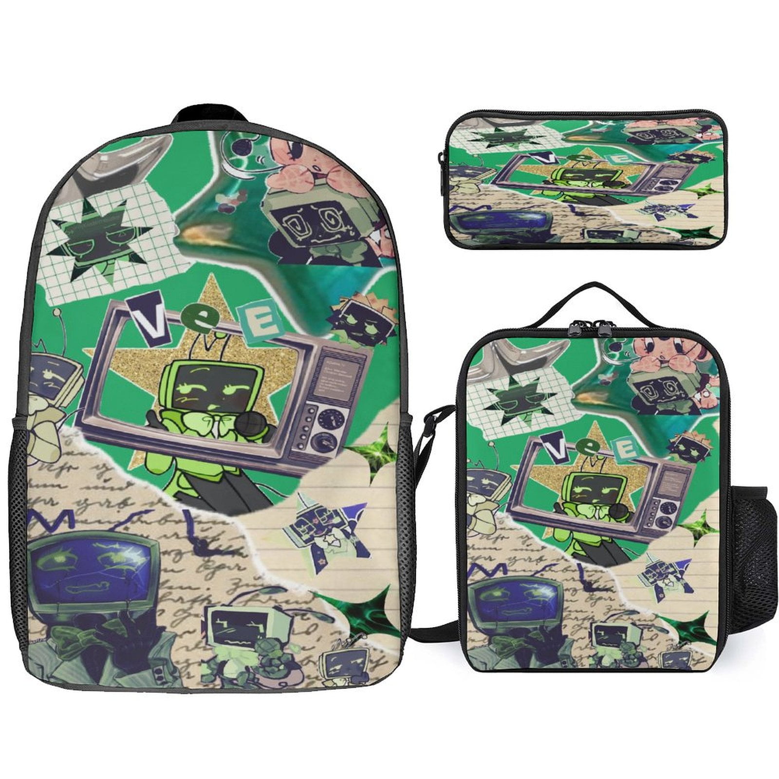 3PCS Dandys World Backpack Travel Backpack Set Lightweight Bookbag ...