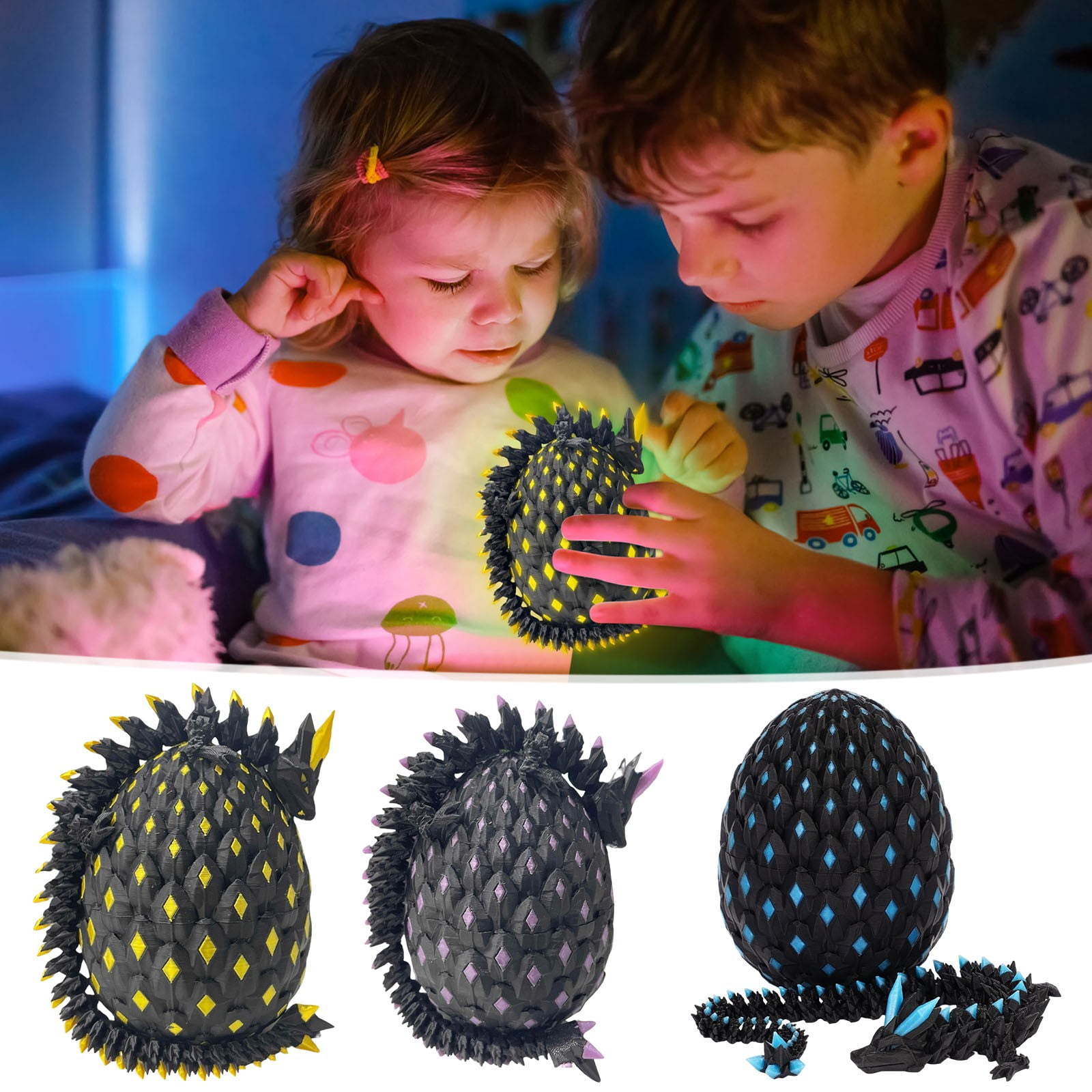 3PCS 3D Printed Dragon Eggs with Dragon Inside, Articulated Crystal ...