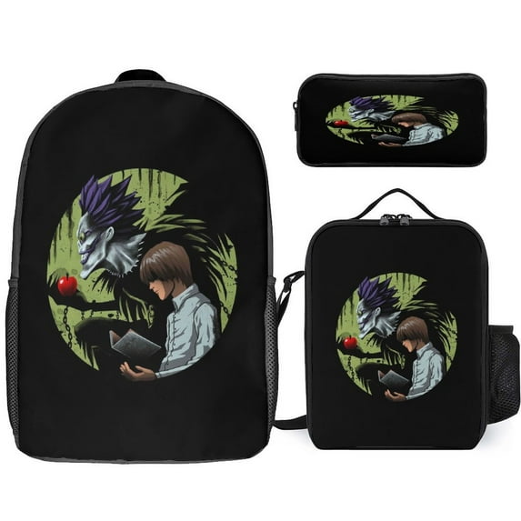 3PCS Death N0-te Backpack Set Large Capacity Bookpacks With Lunch Box ...