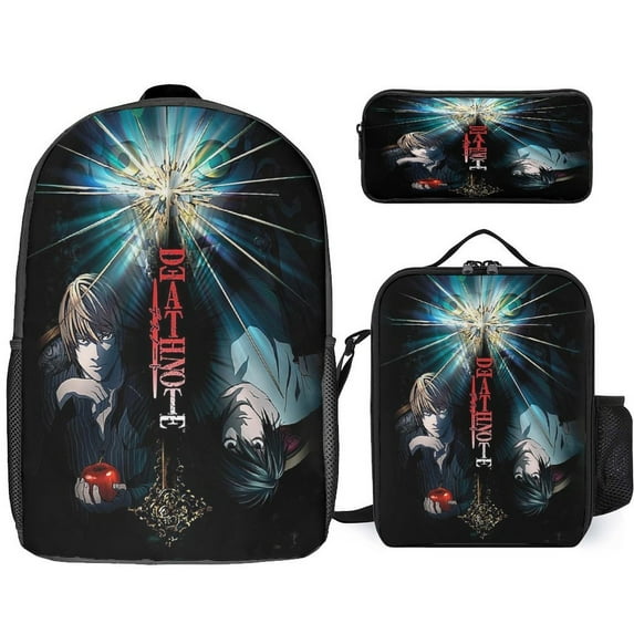 3PCS Death N0-te Backpack Set Large Capacity Bookpacks With Lunch Box ...