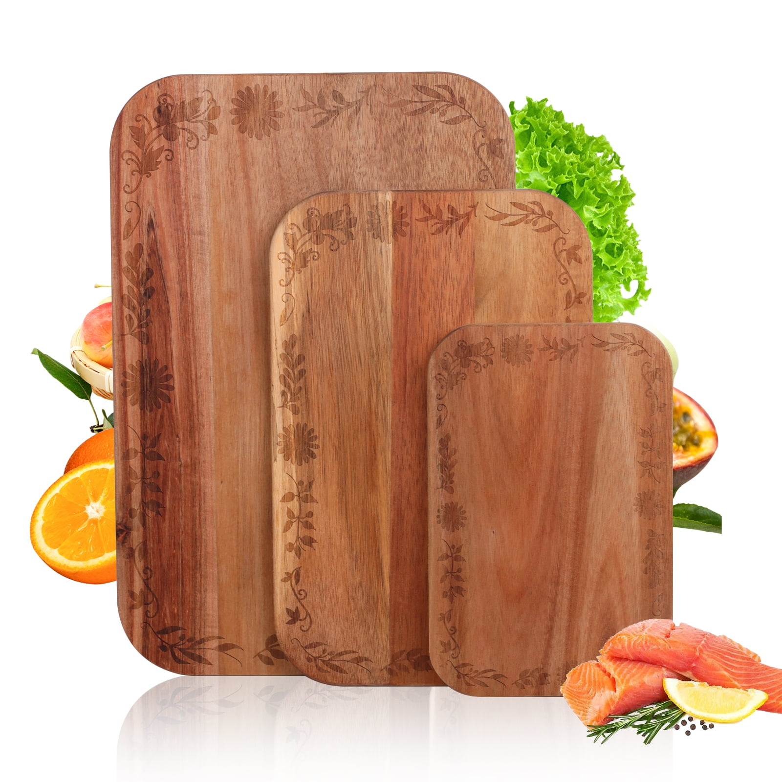 3PCS Decorative Cutting Board for Kitchen Acacia Cute Wood Cutting ...