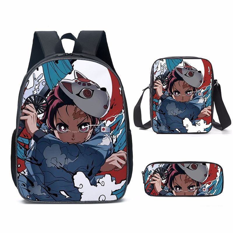 3PCS Demon Slayer Patterns Backpack Demon Slayer Tanjiro Checkered ...