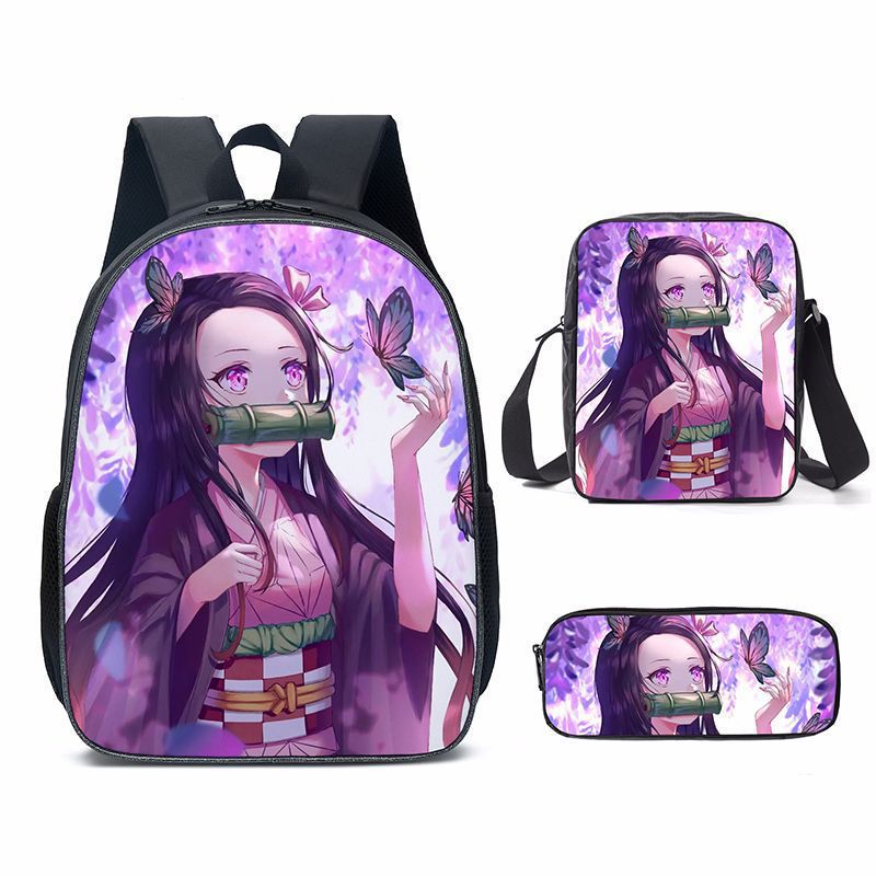 3PCS Demon Slayer Patterns Backpack Demon Slayer Tanjiro Checkered ...
