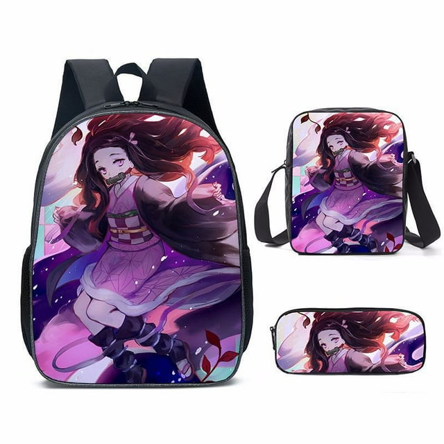 3PCS Demon Slayer Patterns Backpack Demon Slayer Tanjiro Checkered ...