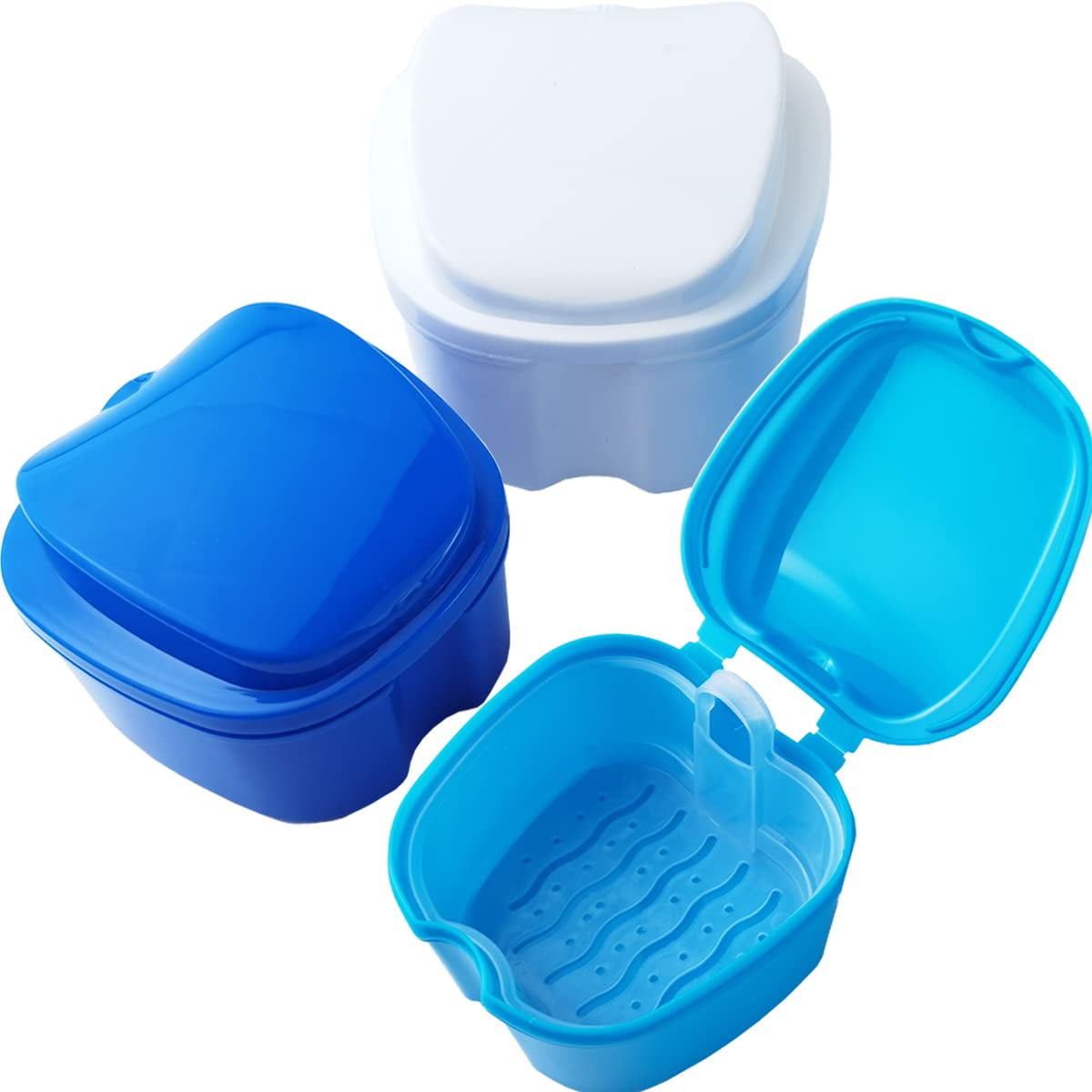 3PCS Denture Case, Denture Cup with Strainer, Denture Bath Box Case ...