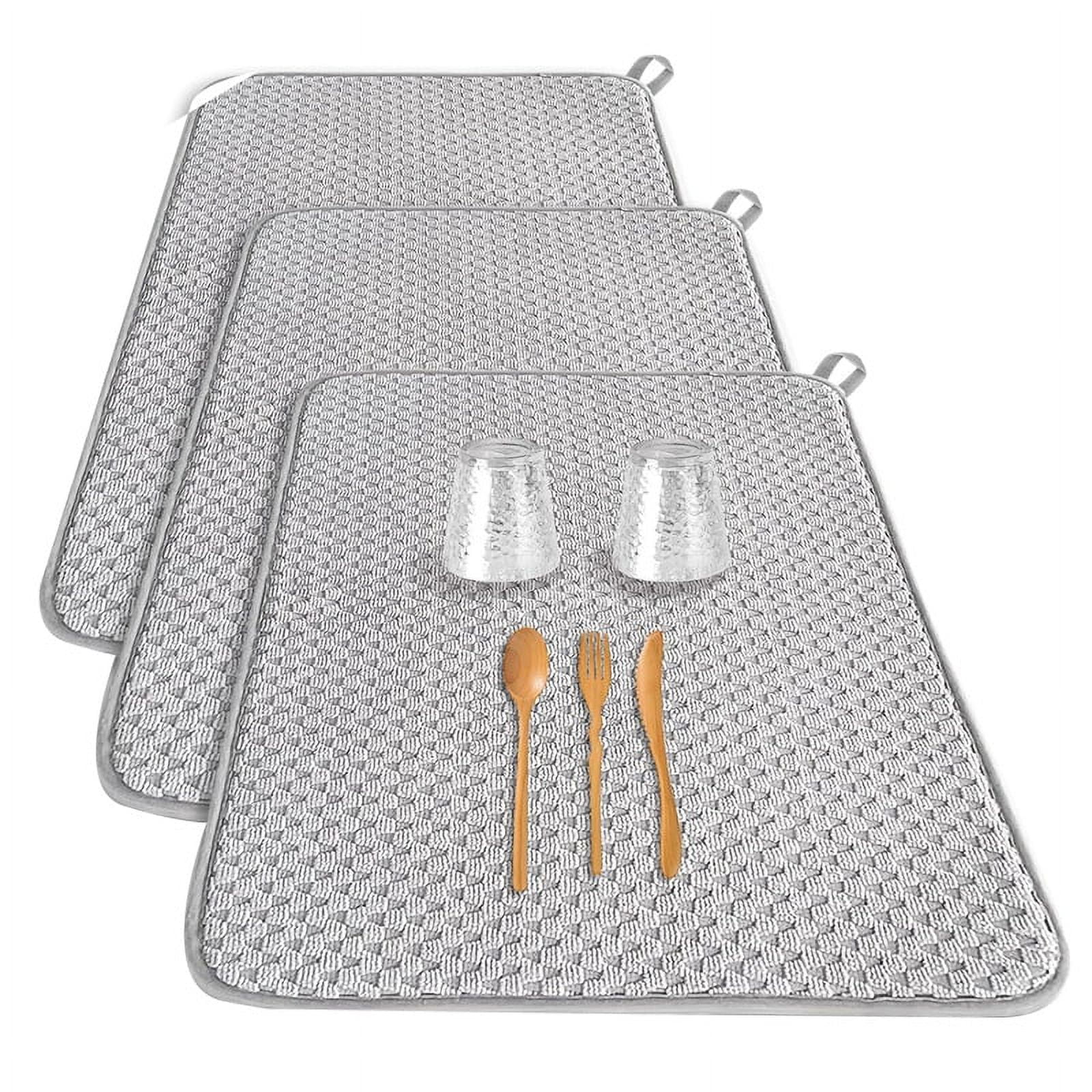 3PCS Dish Drying Mat,Absorbent Microfiber Dishes Drainer Mats,Size ...