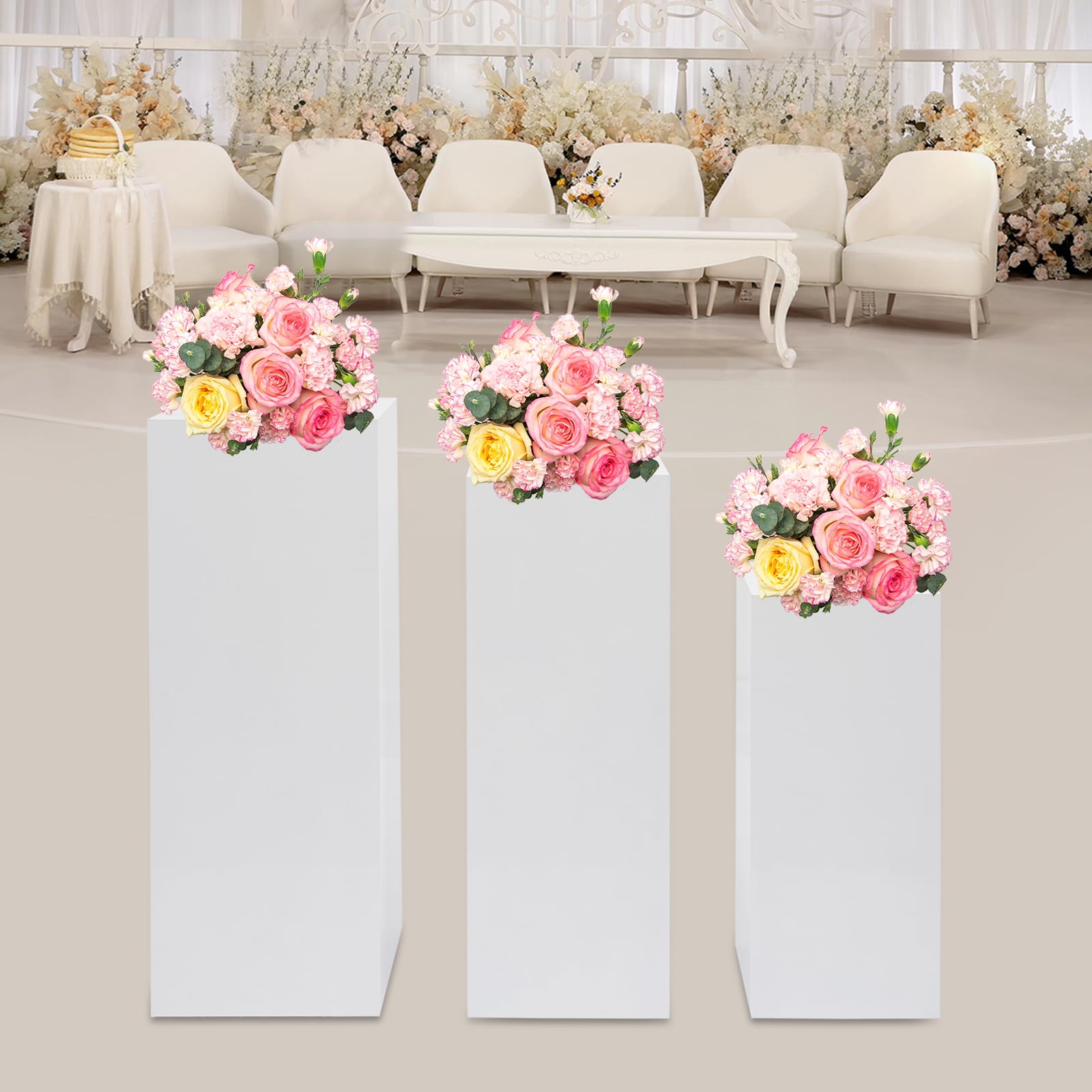 3PCS Display Pedestal Stands Square Iron Tall Pedestal Stands Free ...